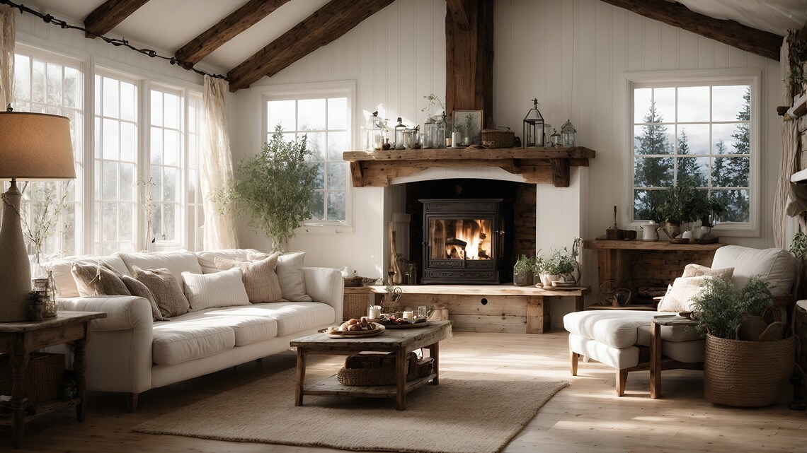 Virtual Winter Background for Meetings, Cozy Inviting Cabin Backdrop ...