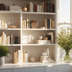 Zoom Background White Bookshelf and Window, Morning Light Virtual Home ...