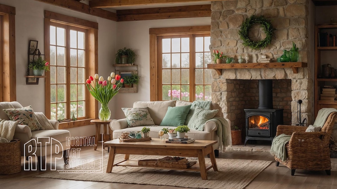 Rustic Spring Office for Virtual Zoom Background, Teams Backdrop ...