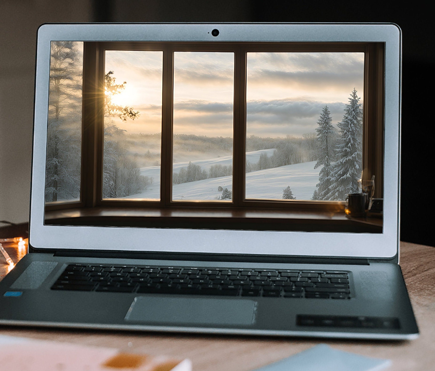 Virtual Winter Sunrise Background for Meetings, A Wintery Window ...