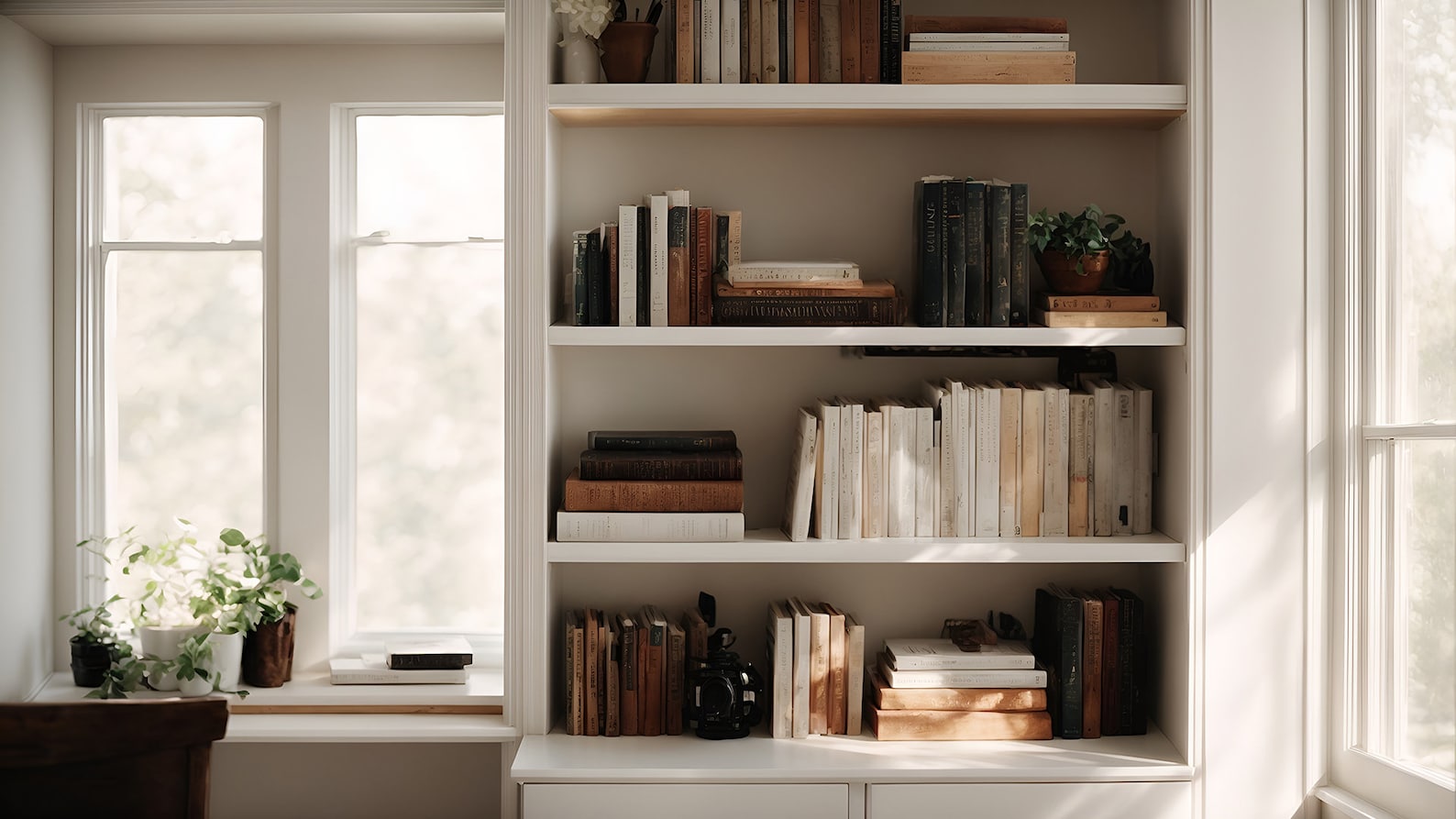 Virtual Background White Bookshelf Bundle Set of Five Home Office ...