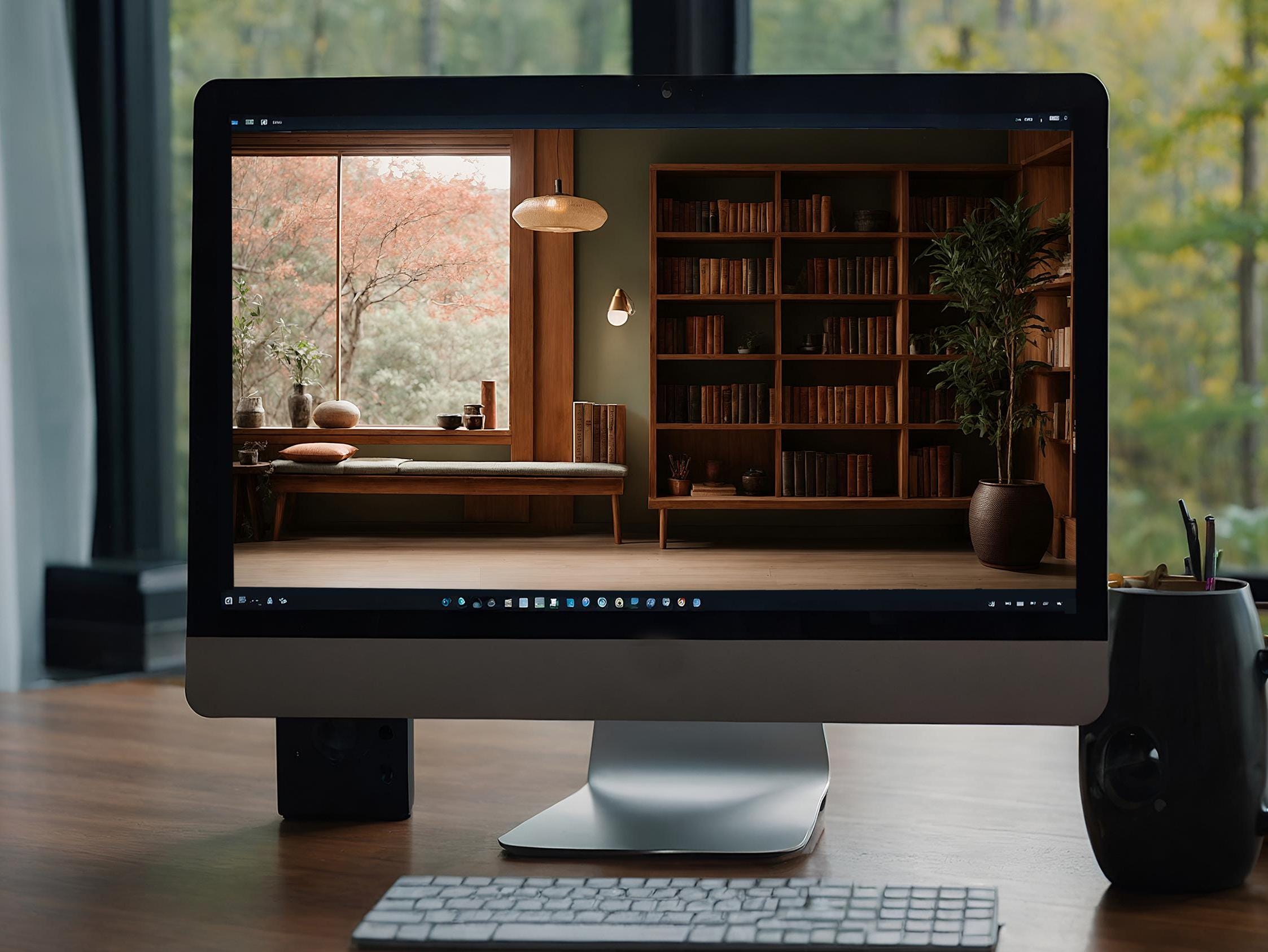 Virtual Background in Japandi Wabi Sabi Style for Zoom Meetings for ...