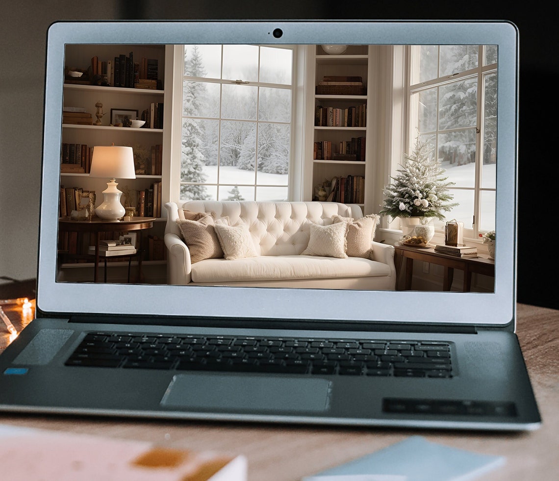 Winter Virtual Background for Zoom Meetings, Snowy Window Background ...