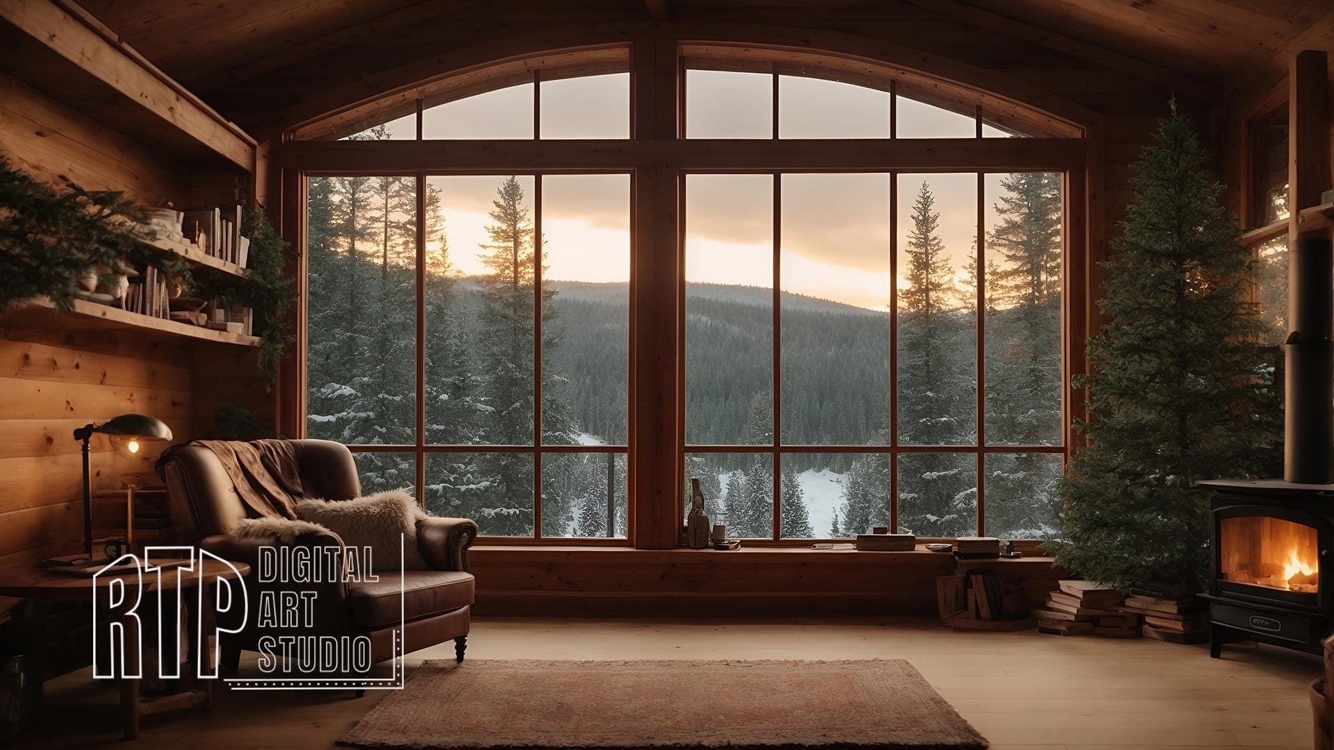 Winter Zoom Background Rustic Cabin Virtual Office for Online Meetings ...