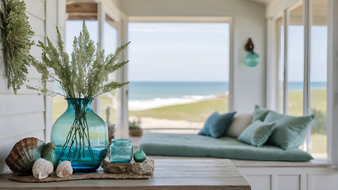 Bundle of Four Coastal Farmhouse Zoom Backgrounds, Virtual Meetings ...