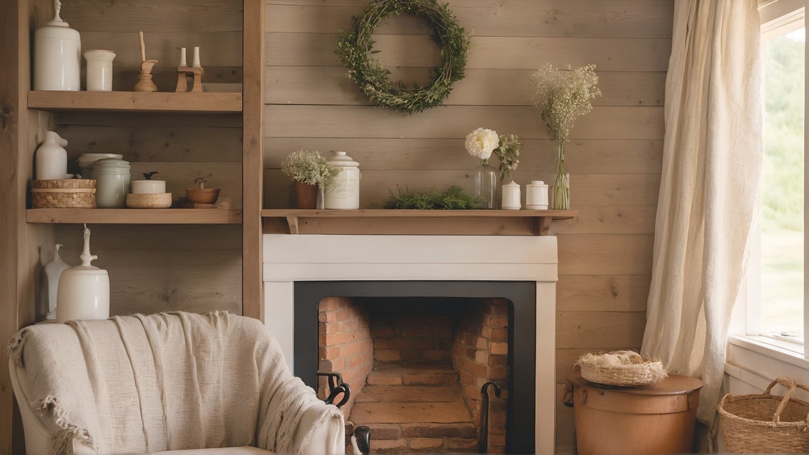 Virtual Background for Meetings, Cozy Home Mantel Virtual Office ...