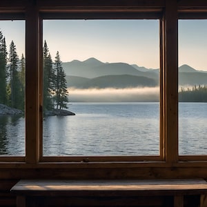 Lake View Zoom Background Virtual Office for Meetings, Cozy Cabin ...