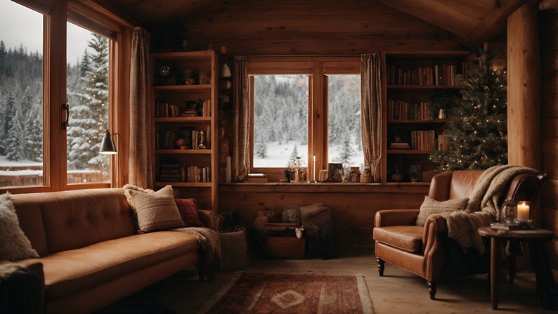 Cozy Winter Background for Zoom Meetings, Virtual Office Winter ...