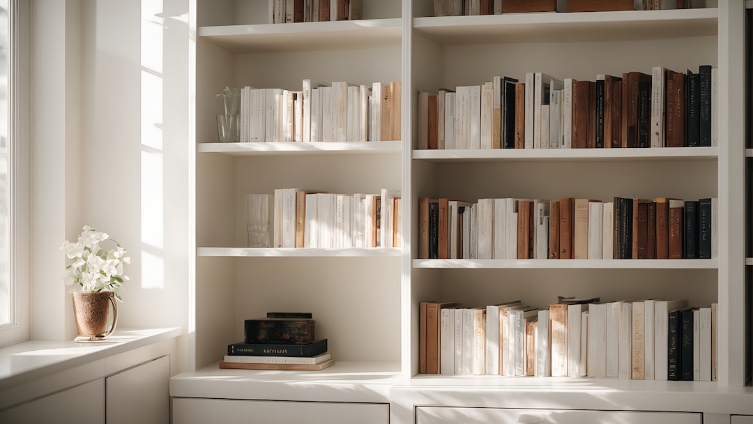 Zoom Background White Bookshelf and Window, Virtual Home Office ...