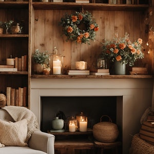 Virtual Background of a Rustic Spring Home Mantel for Zoom, MS Teams ...