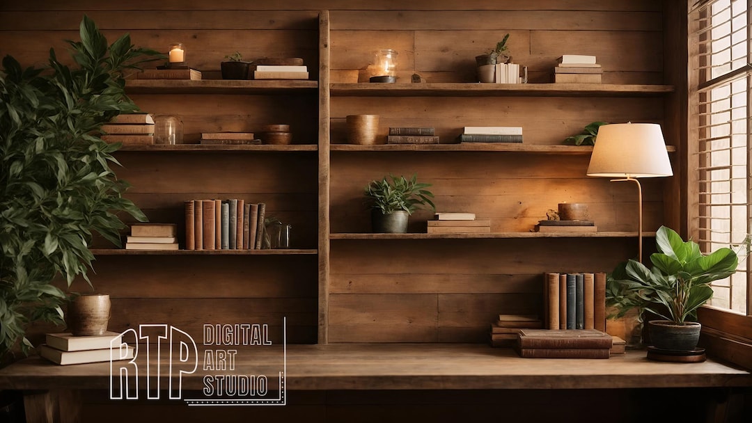 Virtual Background Bookshelf for Zoom Meetings, Home Office Background ...