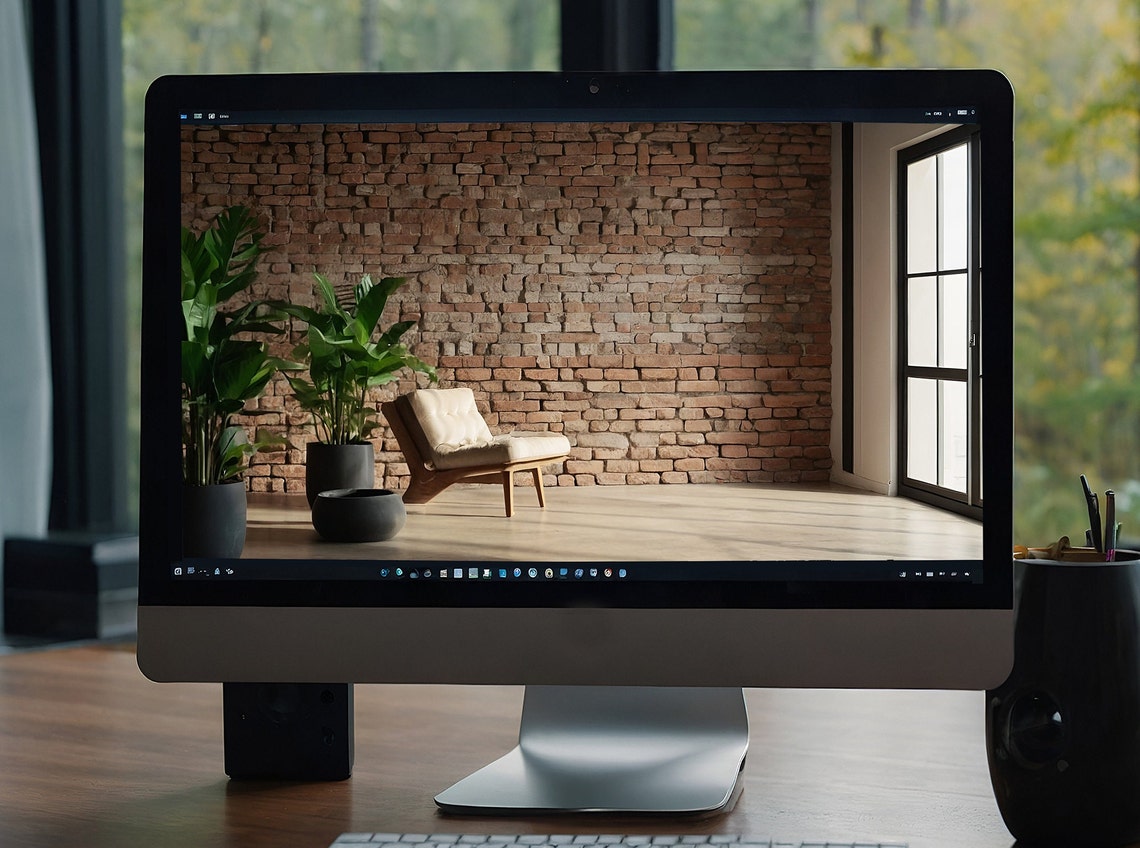 Minimalist Brick Wall Virtual Background for Zoom, MS Teams Meetings ...