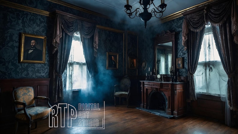 Halloween Zoom Background Haunted Mansion Spooky Virtual Backdrop MS ...