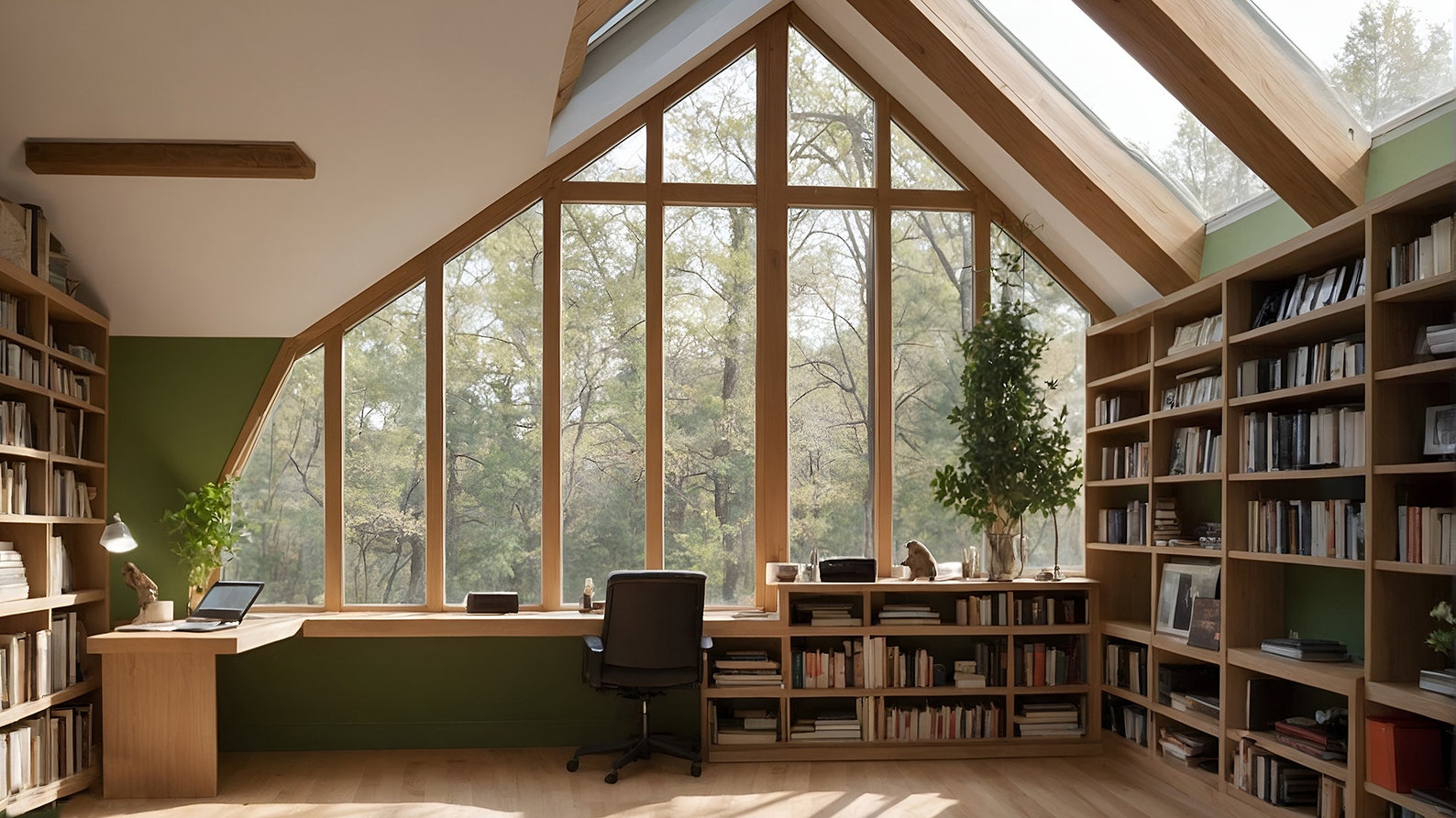 Zoom Background Loft Office With Skylights and Bookshelves for Zoom, MS ...