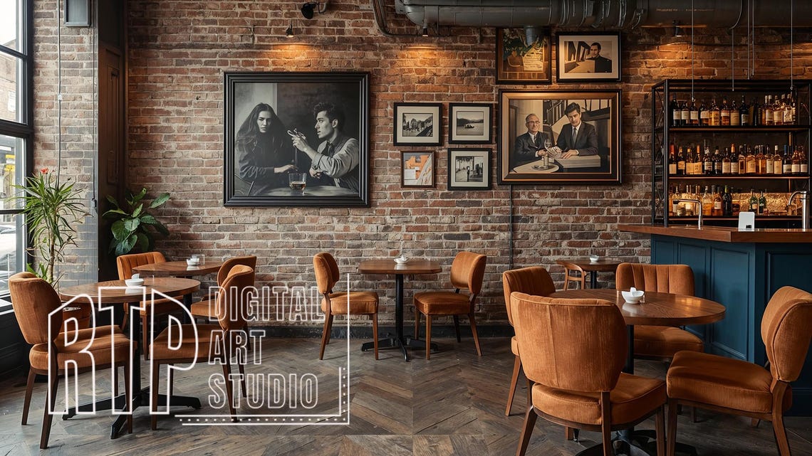 Hip Vintage Cafe With Brick Walls, Cool Virtual Background for Zoom, MS ...