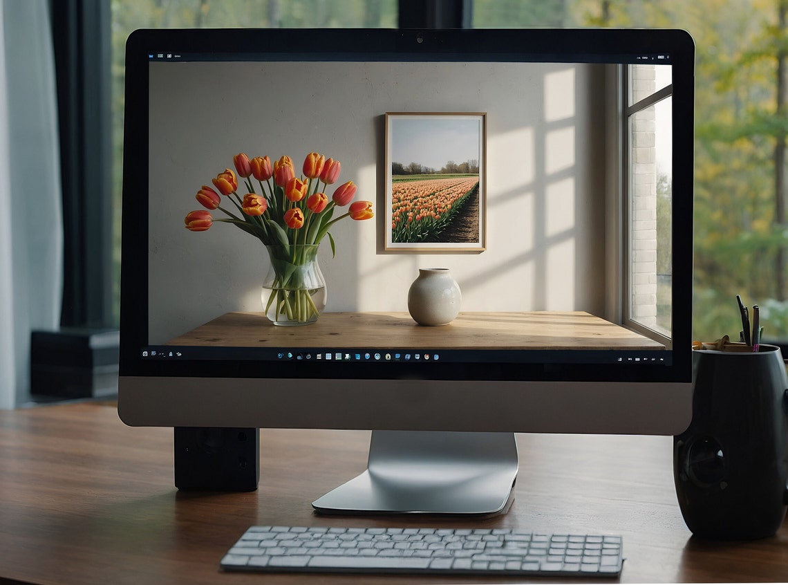 Spring Tulips Farmhouse Cottagecore Zoom Background for Virtual ...