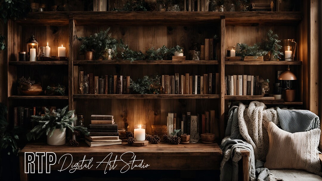 Virtual Background for Zoom Meetings, Winter Library Background for ...