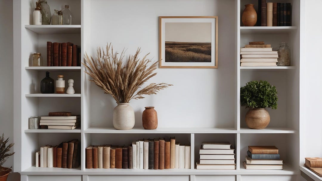 Neutral Colors Autumn Bookshelf Virtual Background for Zoom Meetings ...