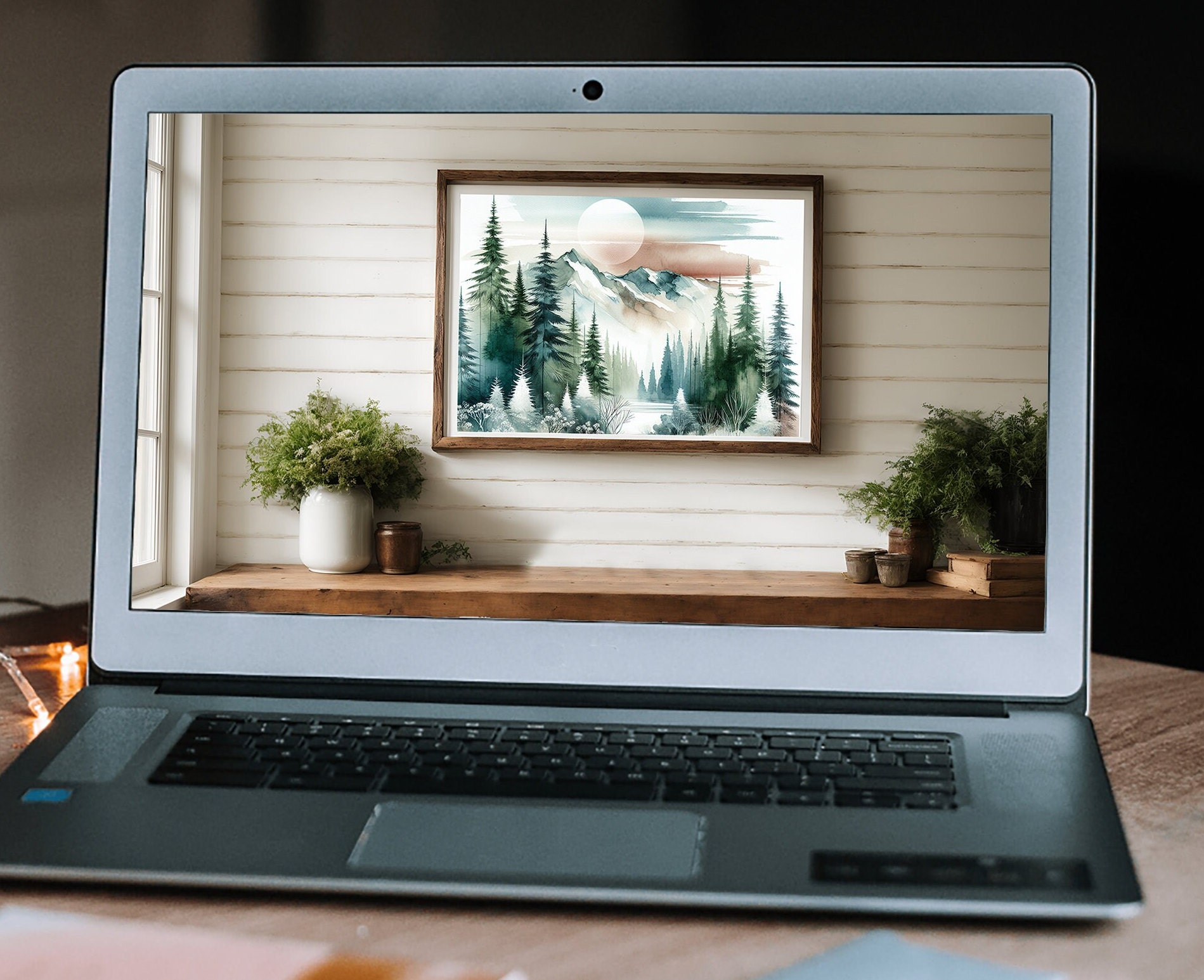 Winter Mountain Cottagecore Zoom Background Virtual Meetings, Boho ...