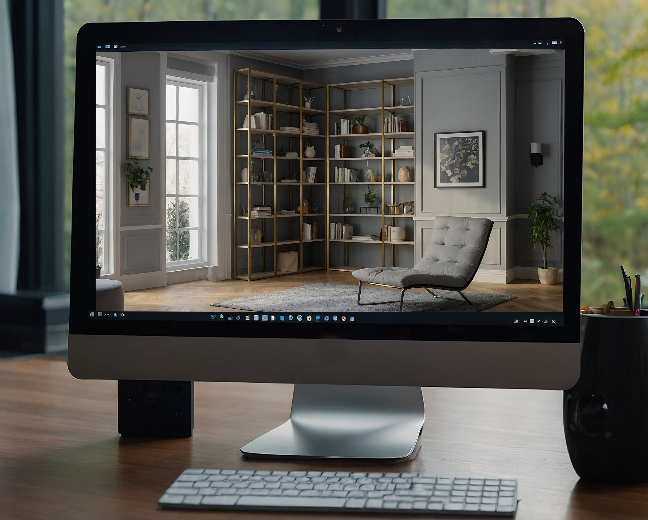 Virtual Modern Bookshelf Background for Zoom Meetings, Home Office ...