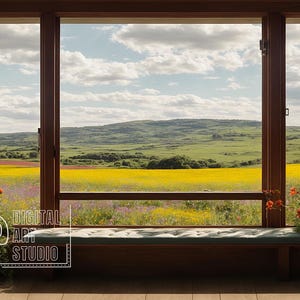 Spring Wildflowers Window Virtual Zoom Background , MS Teams, Webex ...