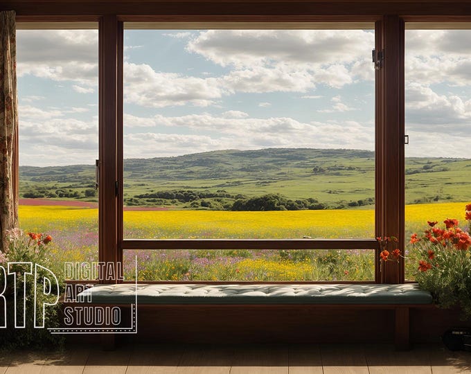 Spring Wildflowers Window Virtual Zoom Background , MS Teams, Webex ...