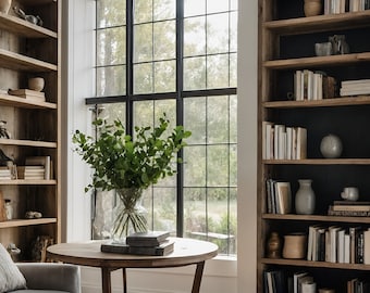Virtual Background Pink Spring Bookshelf for Zoom Meetings, Home Office ...