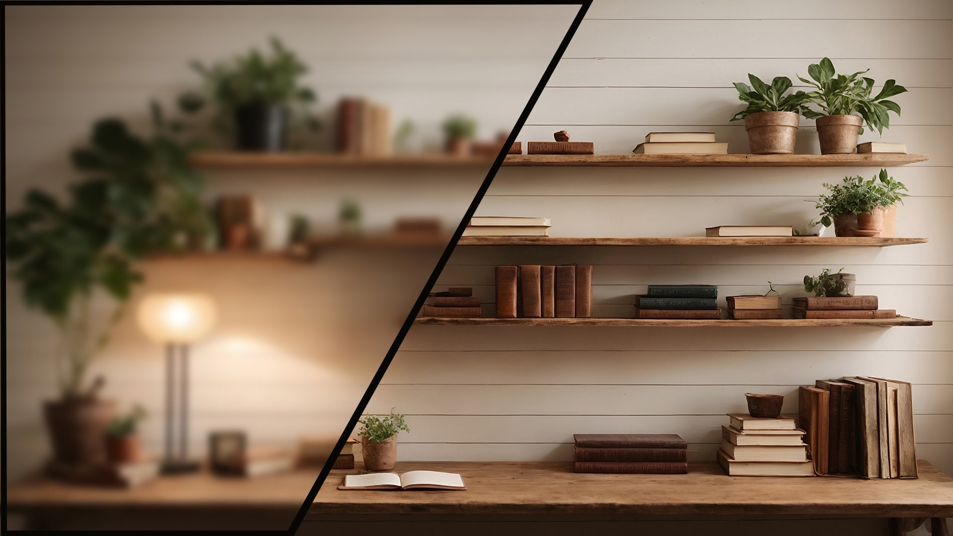 Virtual Background Bookshelf Zoom Meetings, Normal and Blurred Version ...