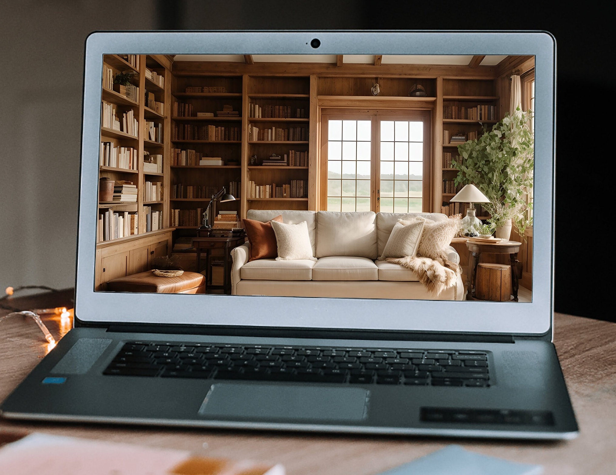 Zoom Background for Virtual Meetings, Magnolia Farmhouse Office Background 16:9 Ratio, Cozy Home ...