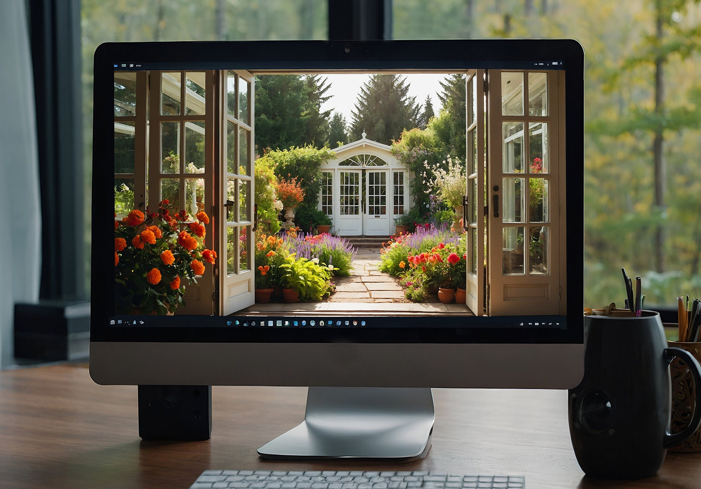 Backyard Flower Garden Zoom Background, Natural Virtual Spring Home ...