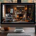 Fall Background Rustic Autumn Room for Zoom, Cozy Fall Fireplace ...