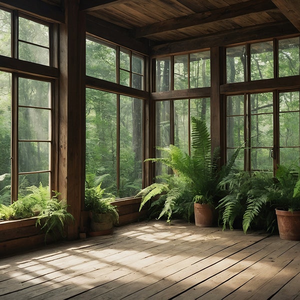 Zoom Background House in the Forest, Natural Trees View, Virtual Home ...