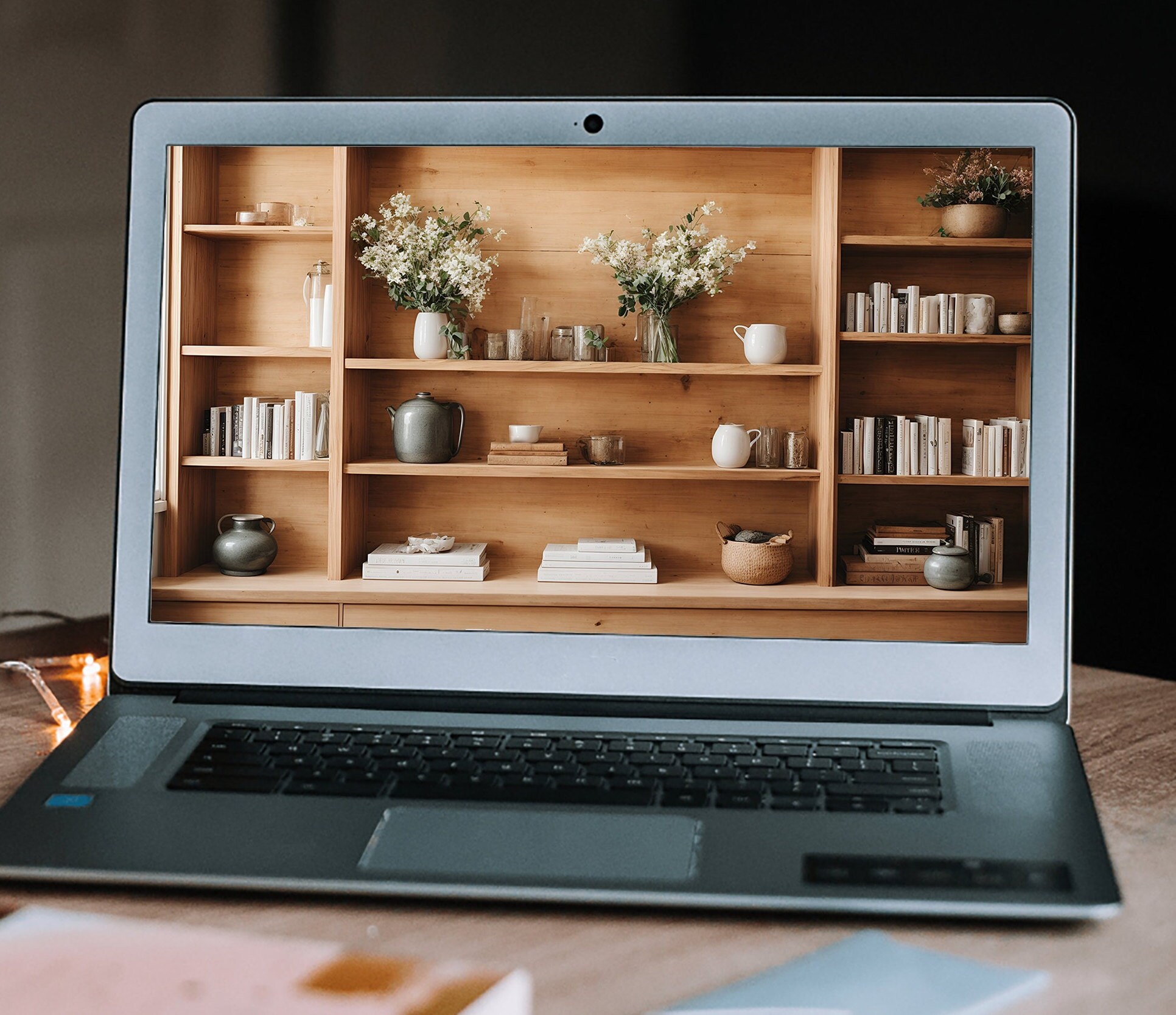 Spring Bookshelf Background for Zoom Meetings Blurred and Normal ...