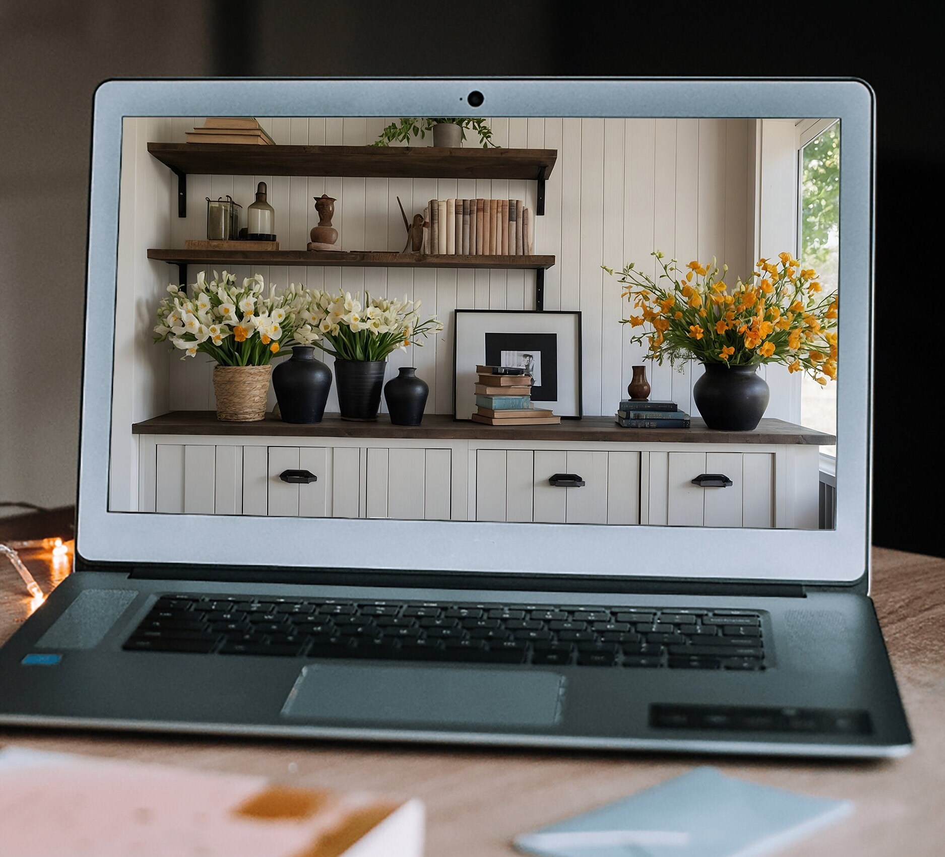 A Cozy Spring Wildflower Farmhouse Zoom Background for Virtual Meetings ...