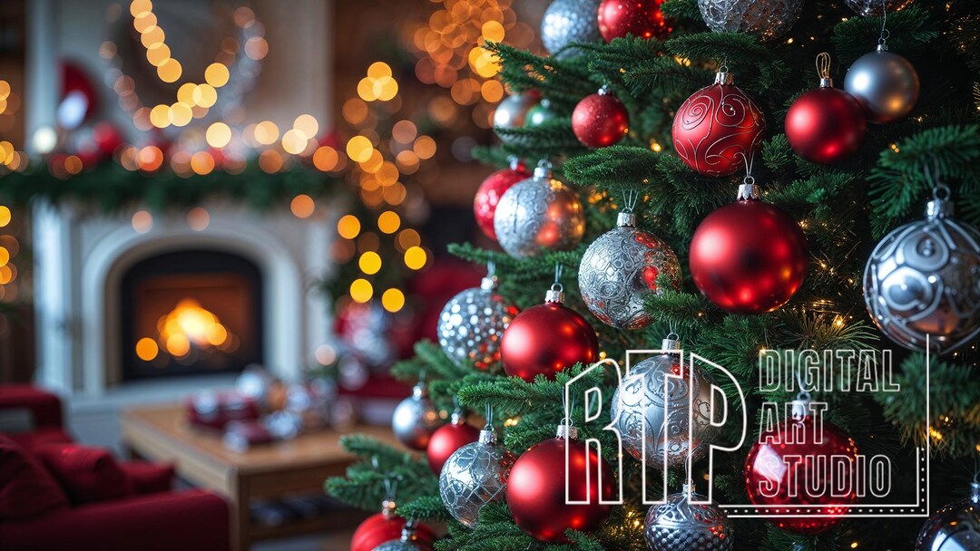 Whimsical Christmas Tree Zoom Background, Virtual Office for Online ...