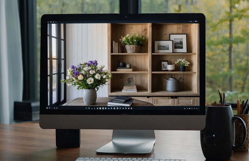 Virtual Background Spring Bookshelf for Zoom Meetings, Home Office ...