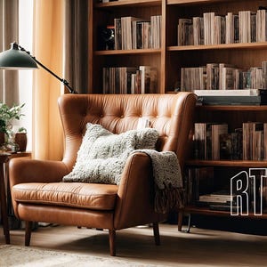 Cozy Home Office Background for Zoom Meetings, Music Library Sitting ...