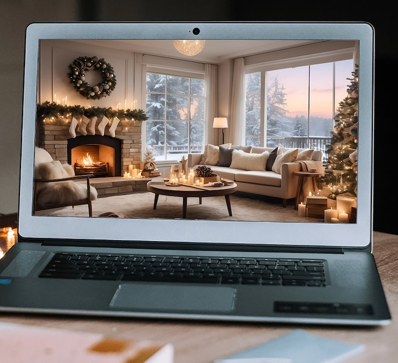 Zoom Background White Christmas Bundle Winter Home/ Office in 16:9 ...