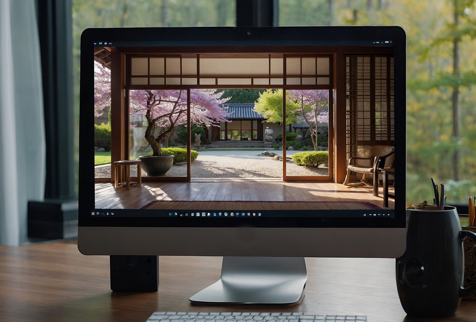 Virtual Background Zen Garden for Zoom, Natural Calming Background for ...