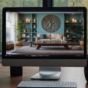 Zen Calming Background for Zoom and MS Teams Meetings, Modern Office ...