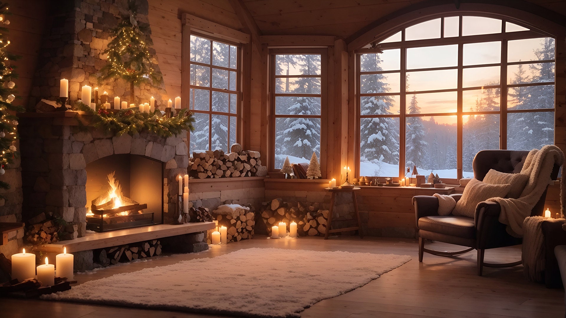 Zoom Background of a Rustic Winter Cabin Virtual Office for Online ...
