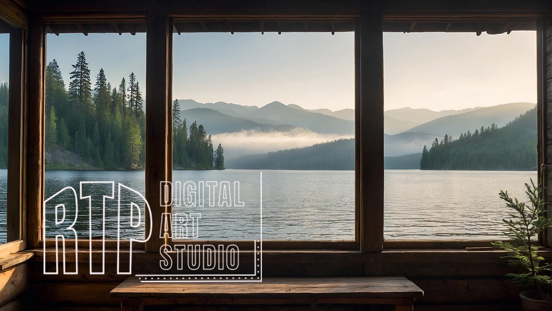 Lake View Zoom Background Virtual Office for Meetings, Cozy Cabin ...