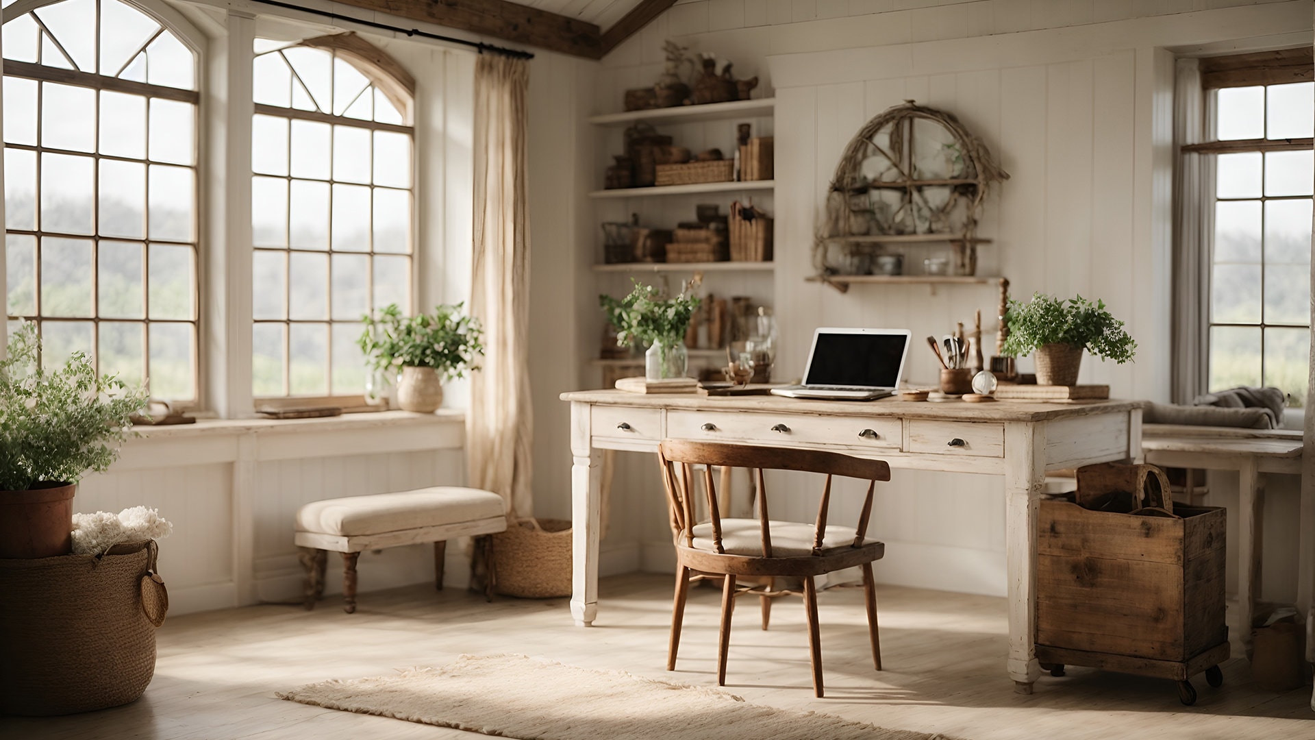 Virtual Background for Zoom Meetings, Farmhouse Office Background in 16 ...