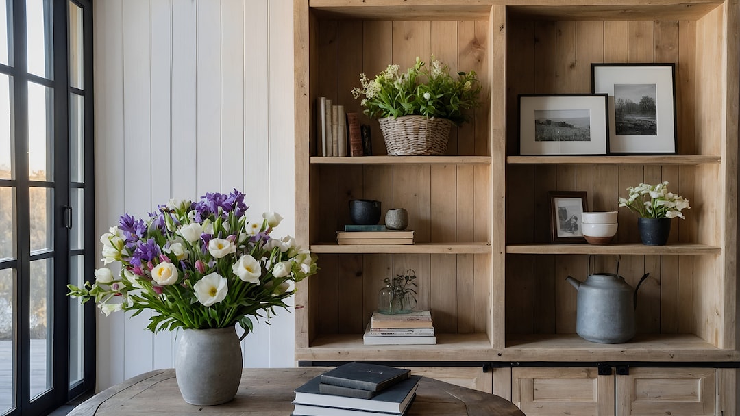 Virtual Background Spring Bookshelf for Zoom Meetings, Home Office ...