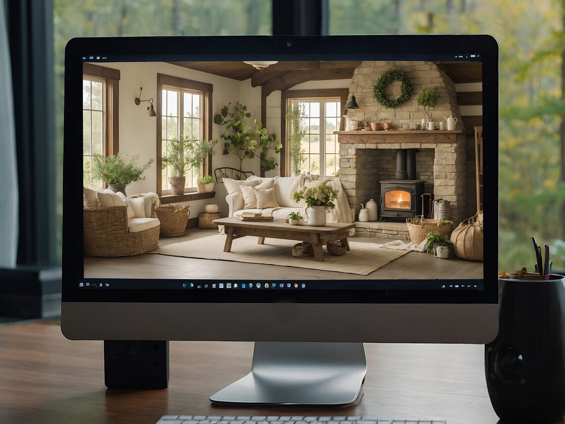 Zoom Background of a Rustic Summer Virtual Office for Zoom, MS Teams ...