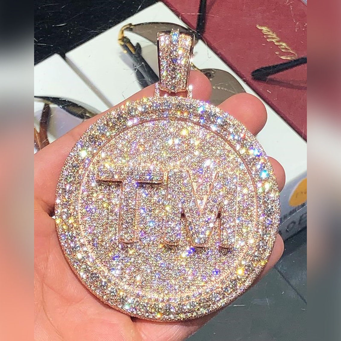 Custom Iced Out Diamond Hiphop Round Pendant Real VVS GRA Certified Lab ...