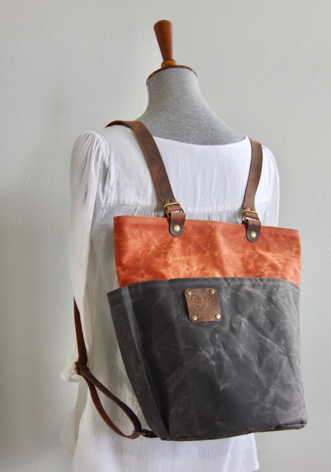 Organic Waxed Canvas Utility Backpack Bucket Bag - Etsy