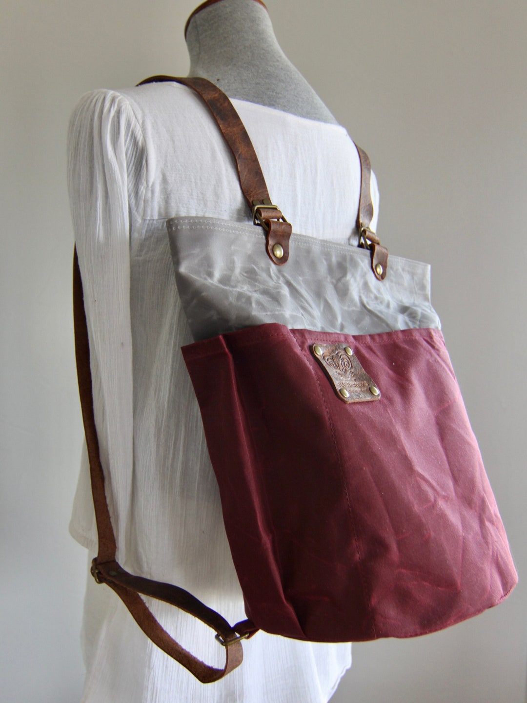 Organic Waxed Canvas Utility Backpack Bucket Bag - Etsy