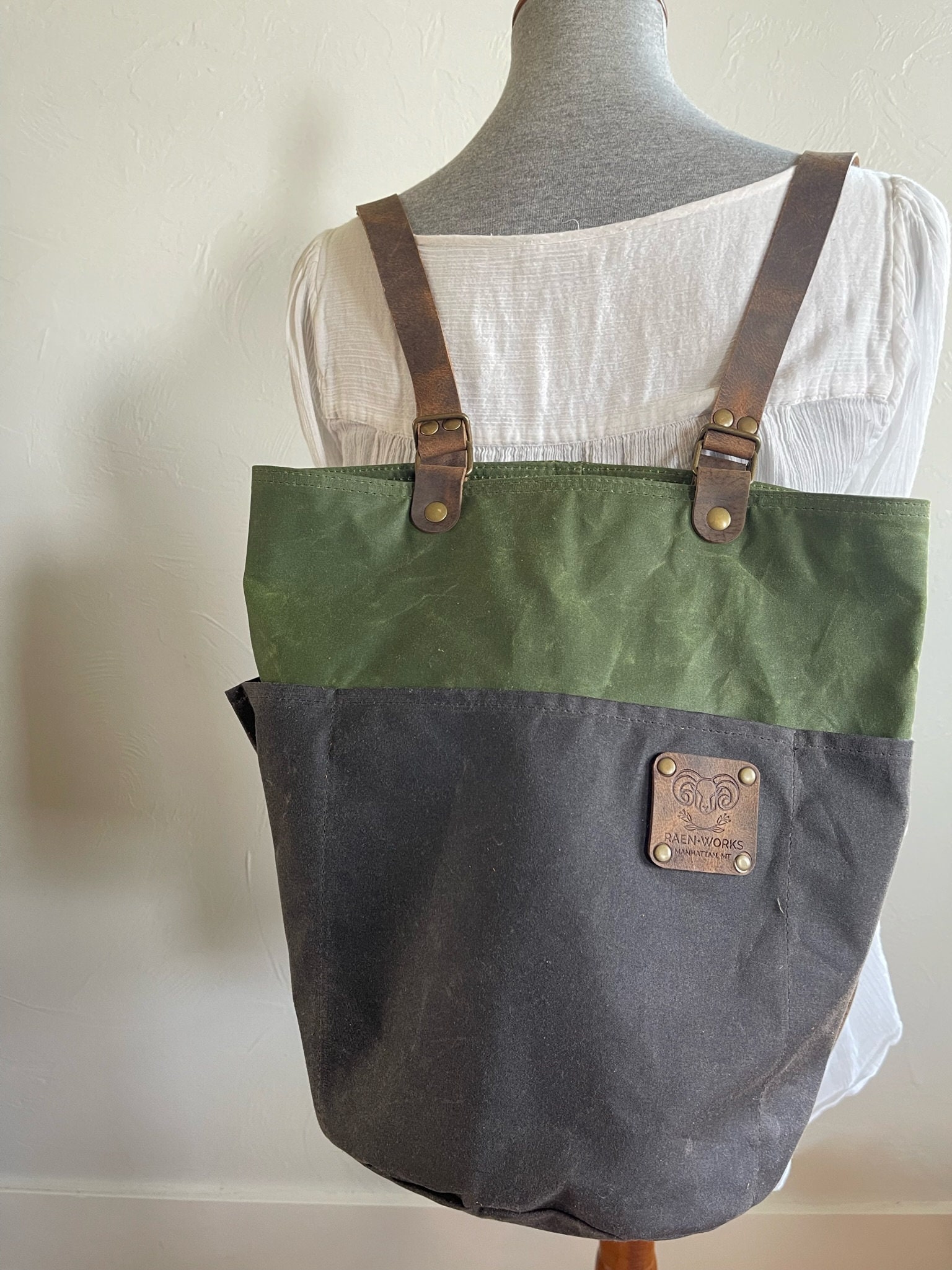 Organic Waxed Canvas Utility Backpack Bucket Bag - Etsy