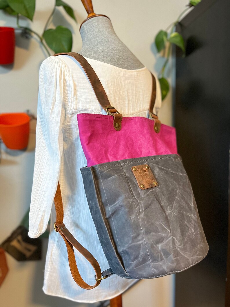 Organic Waxed Canvas Utility Backpack Bucket Bag - Etsy